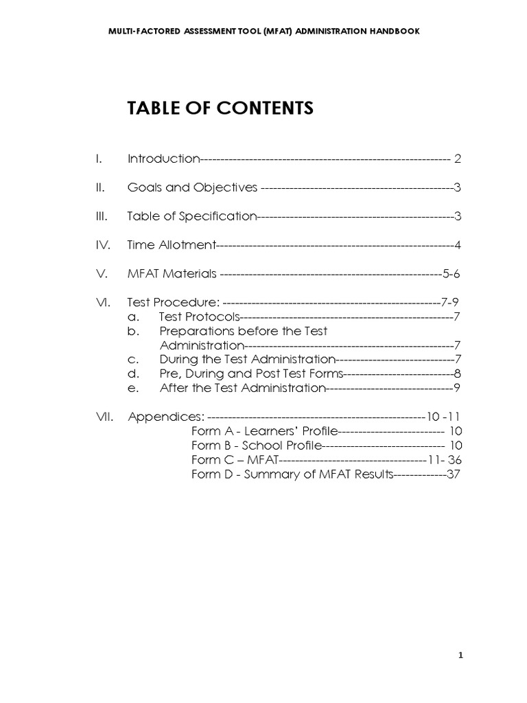 MFAT Administration Handbook Overview | PDF | Conversation | Learning ...