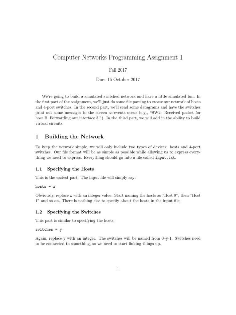Computer Networks Programming Assignment 1: 1 Building The Network ...