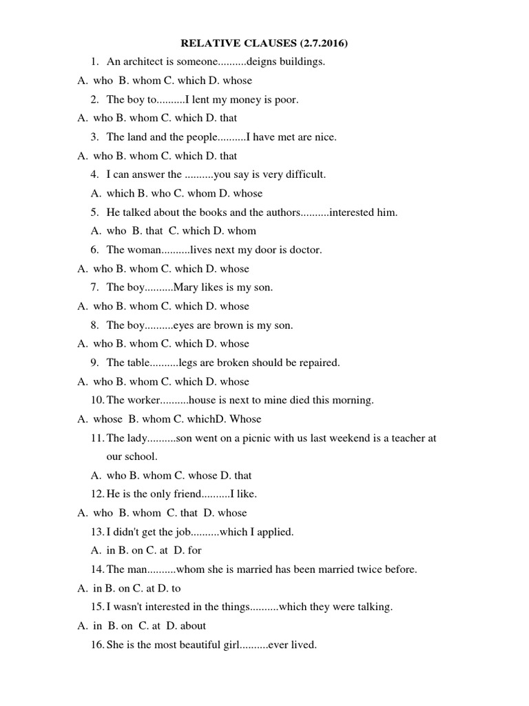 Mastering Relative Clauses Quiz | PDF