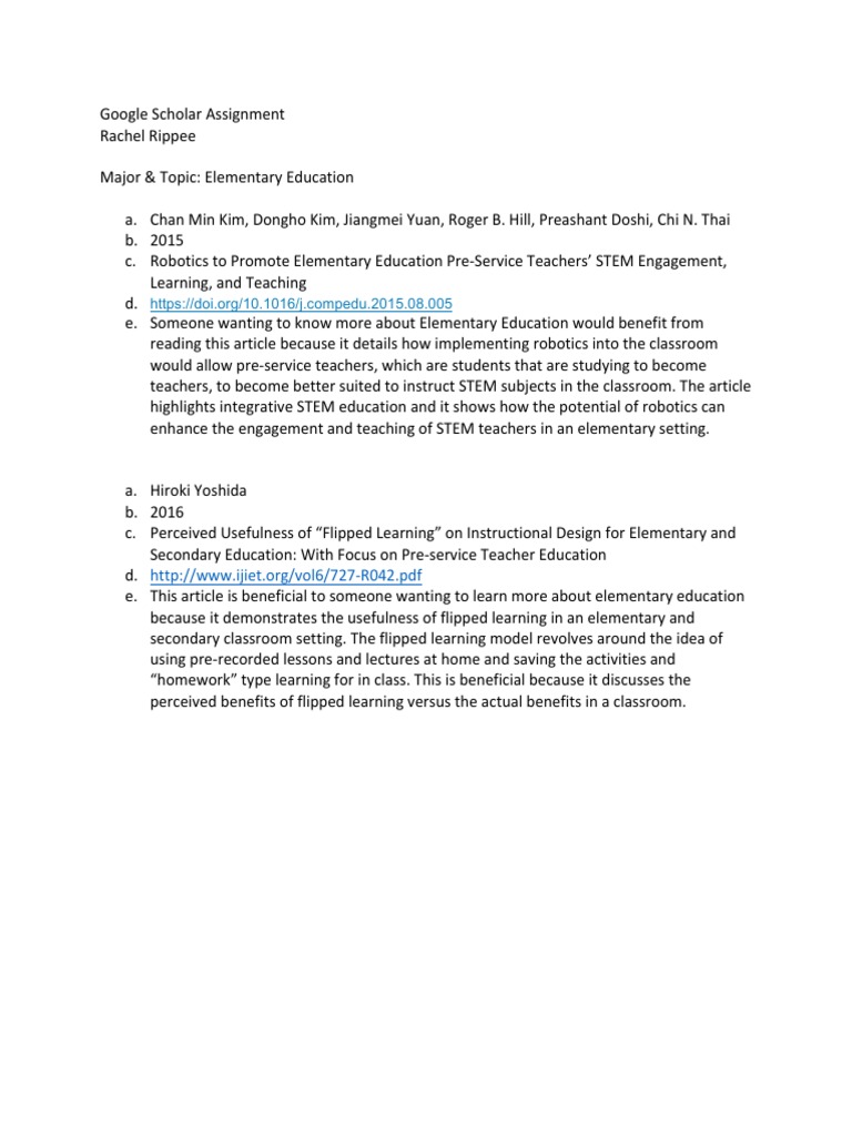 Google Scholar Assignment PDF | PDF | Homework | Communication