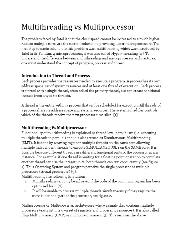 Multithreading vs Multiprocessor Explained | PDF | Thread (Computing ...