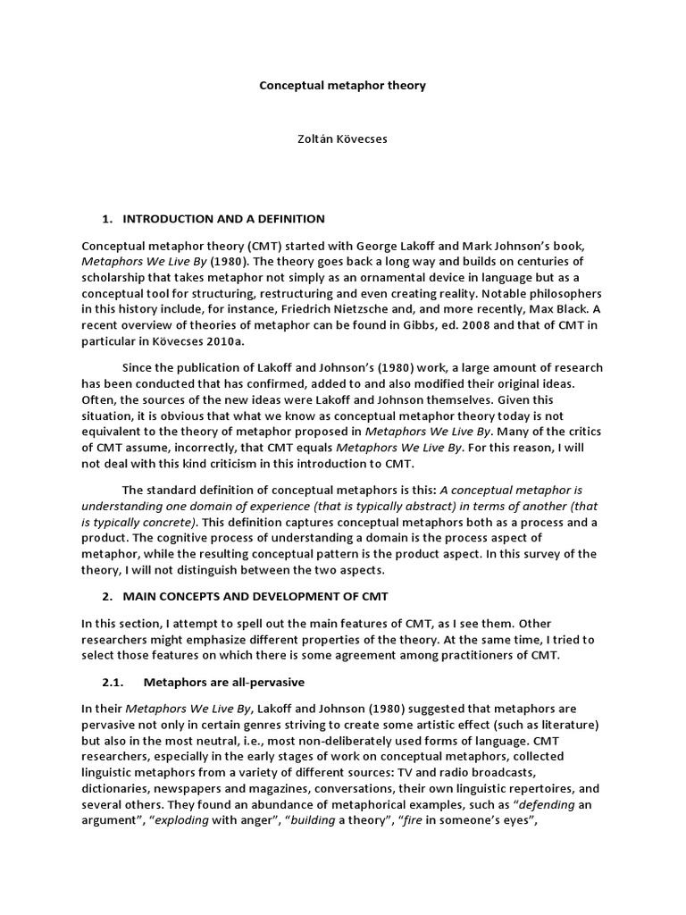 Conceptual Metaphor Theory | PDF | Metaphor | Concept