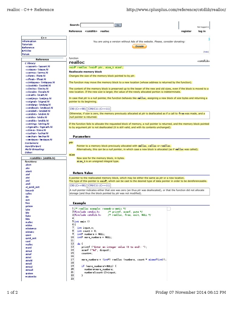 Realloc in C | PDF | Pointer (Computer Programming) | Computer Architecture