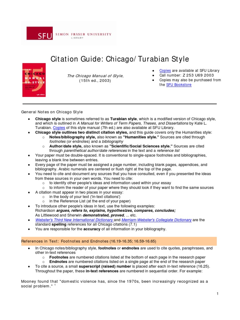 Chicago Style Citation Guide | PDF | A Manual For Writers Of Research ...