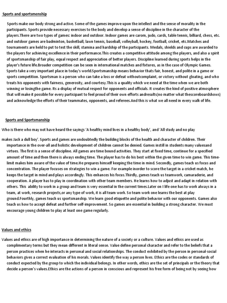 Asl Topics | PDF | Value (Ethics) | Sports