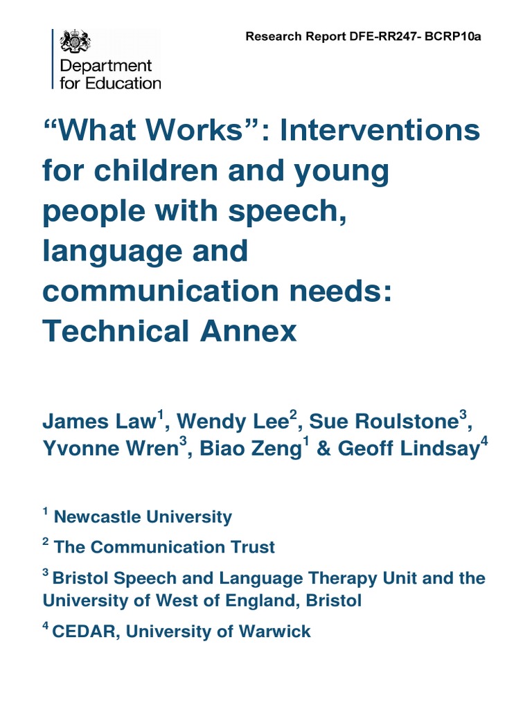 What Works SLT Interventions For SLCN | PDF | Hearing Loss | Speech
