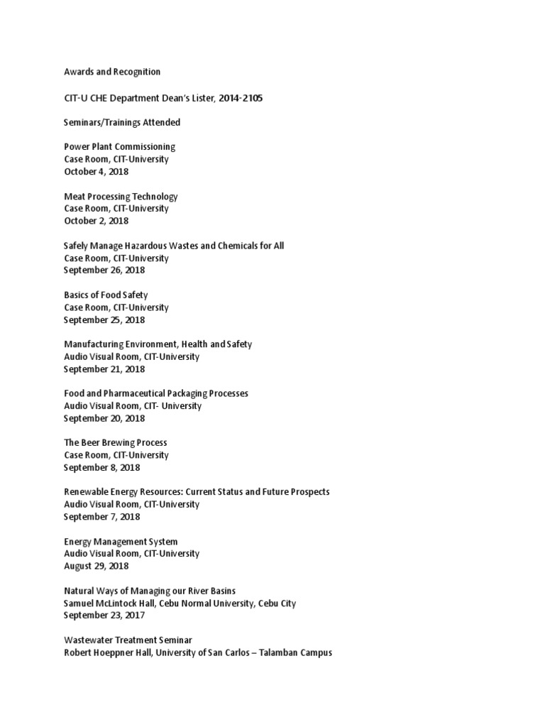 Seminars and Trainings Attended | PDF