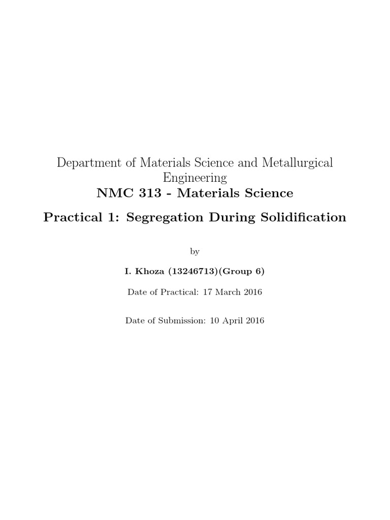 Department of Materials Science and Metallurgical Engineering NMC 313 ...