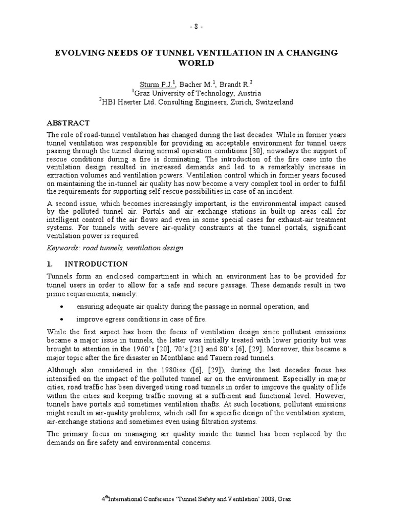 Evolving Needs of Tunnel Ventilation in A Changing World PDF | PDF ...