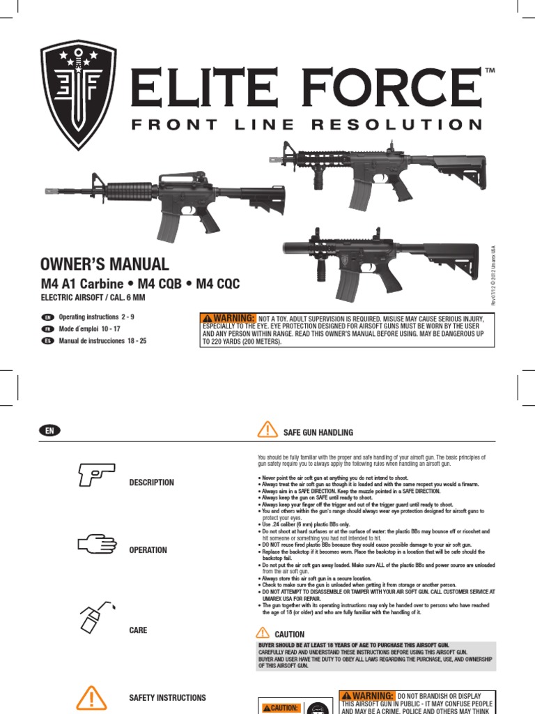 Owner'S Manual: M4 A1 Carbine - M4 CQB - M4 CQC | PDF | Caliber | Firearms