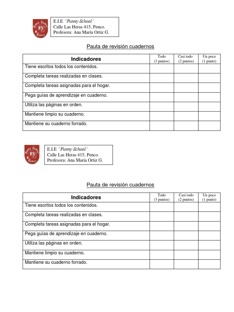 Pauta de Revisión de Cuadernos.1pdf | PDF
