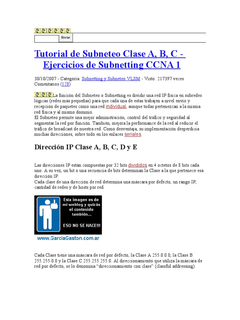 Tutorial de Subneteo Clase A | PDF | Dirección IP | Protocolos de internet