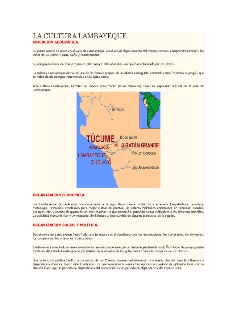 La Cultura Lambayeque | PDF | Cultura (general) | Arqueología
