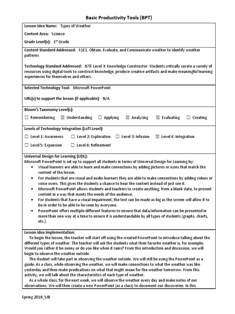 BPT Lesson Plan | PDF | Learning | Behavior Modification