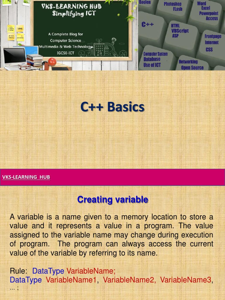 C Basics Vks Learning Hub Pdf Variable Computer Science Data Type