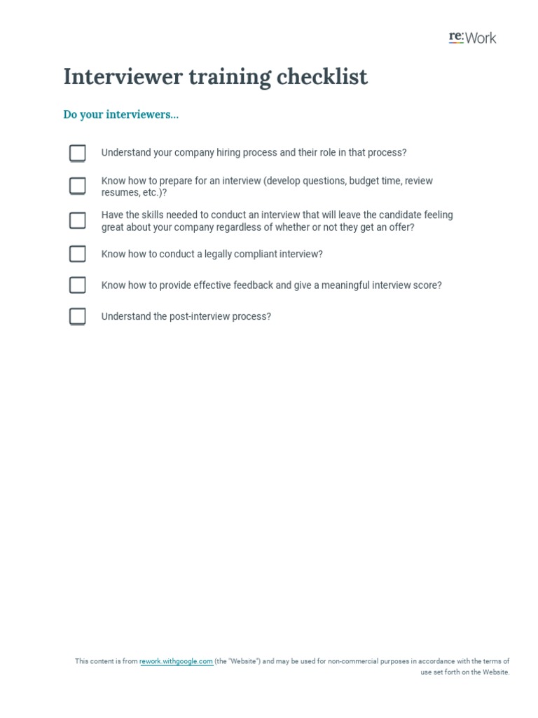(Re - Work) Google's Interviewer Training Checklist | PDF