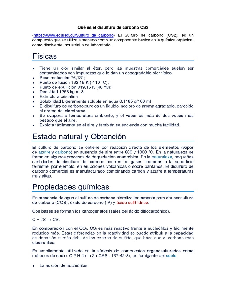 Qué es el Disulfuro de Carbono CS2 | Química | Ciencias fisicas