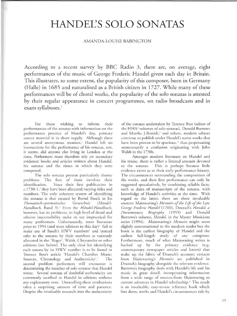 Haendel Sonata | PDF | George Frideric Handel | Recorder (Musical ...