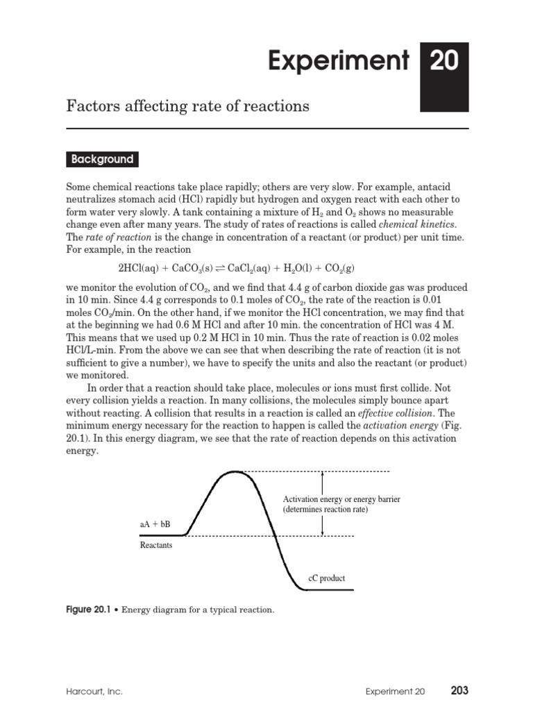 Experiment: Factors Affecting Rate of Reactions | PDF | Reaction Rate ...