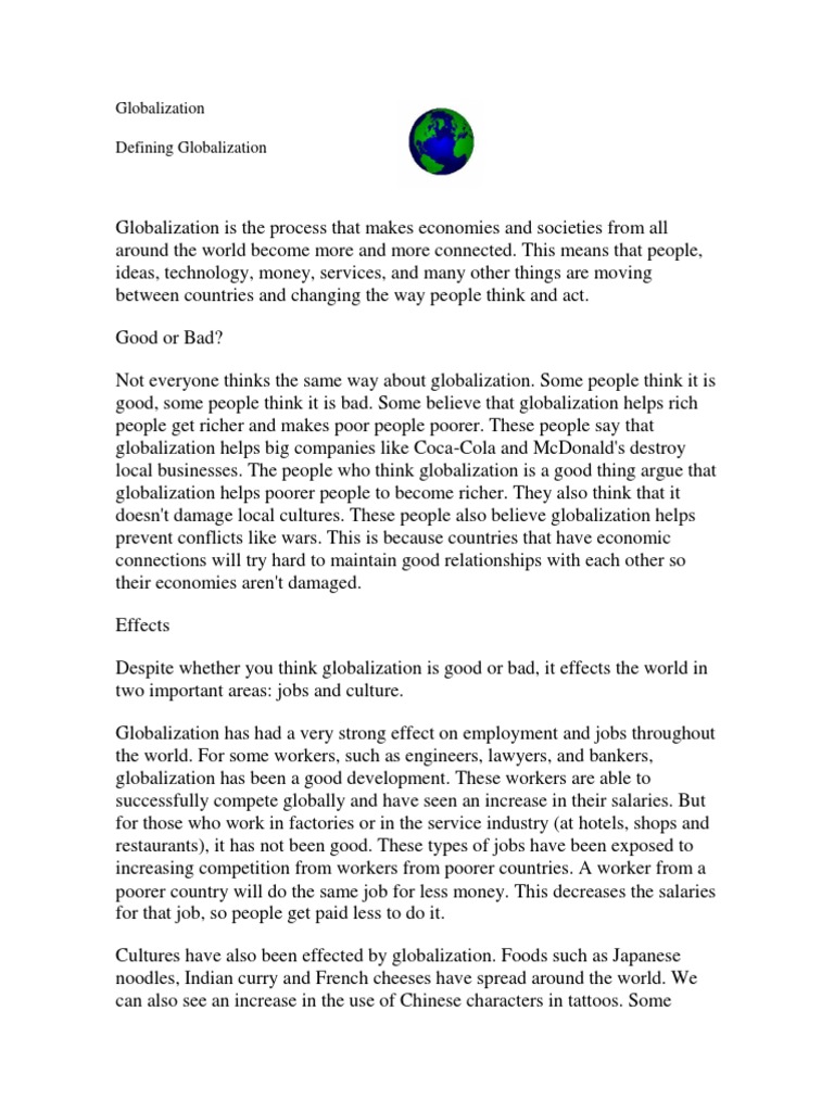 Globalization Defining Globalization | PDF