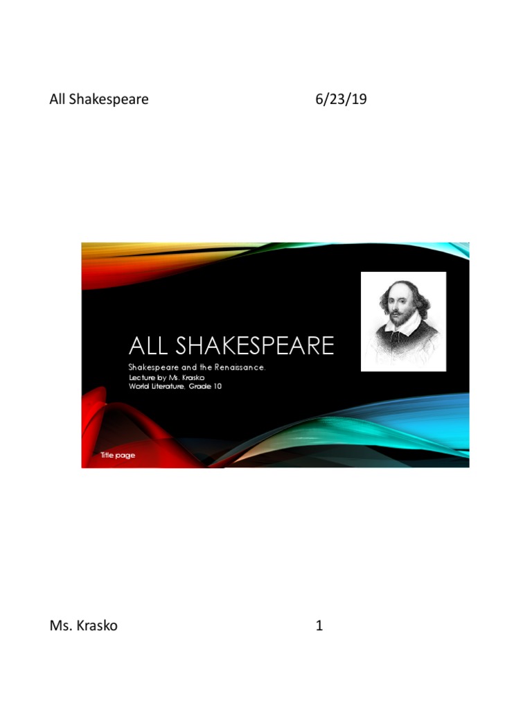 One Page PP | PDF | Poetry | William Shakespeare