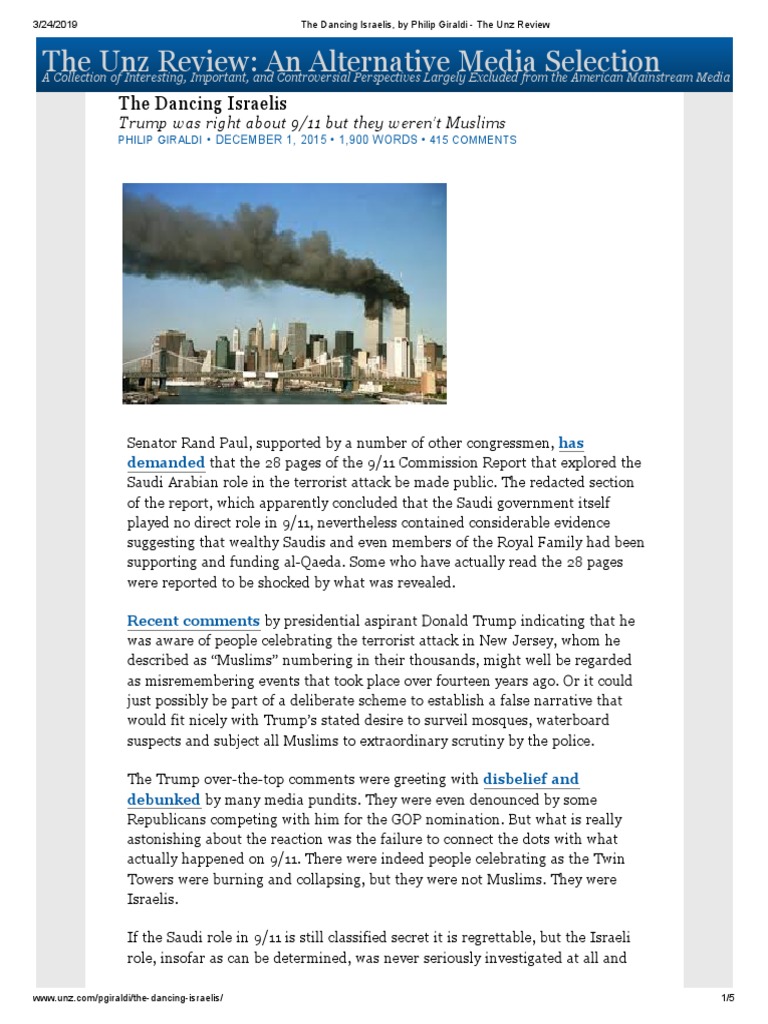 9-11 - The Dancing Israelis, by Philip Giraldi | PDF | September 11 ...