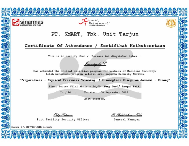 Irwansyah S.: PT. SMART, Tbk. Unit Tarjun | PDF