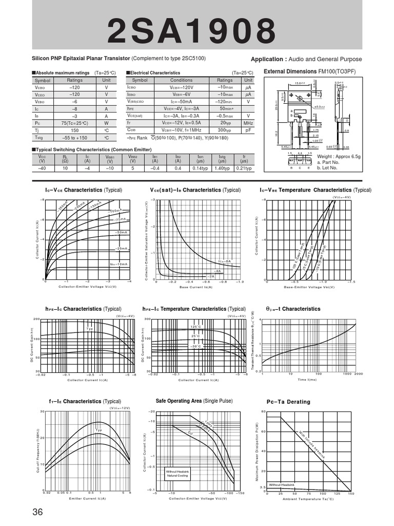 2sa1908 Ds en PDF | PDF | Bipolar Junction Transistor | Semiconductors