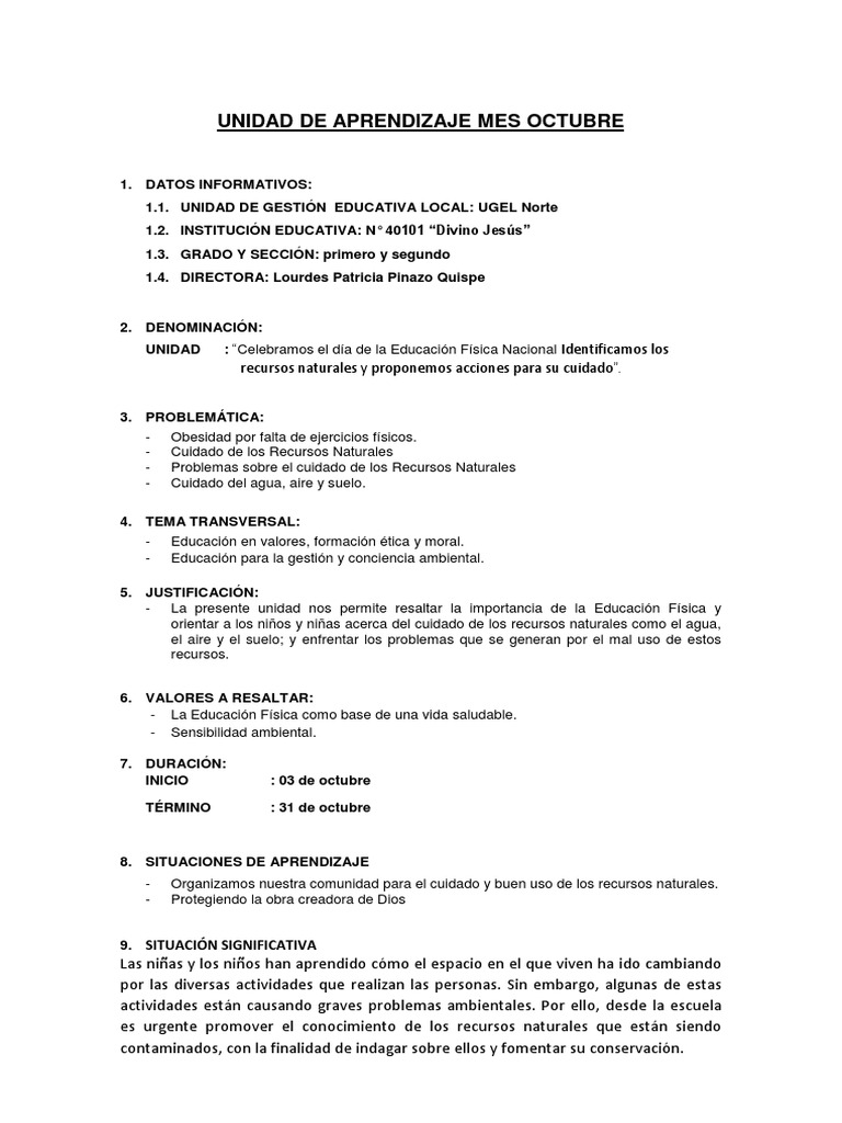 Unidad de Aprendizaje Mes Octubre | PDF | Science | Conocimiento