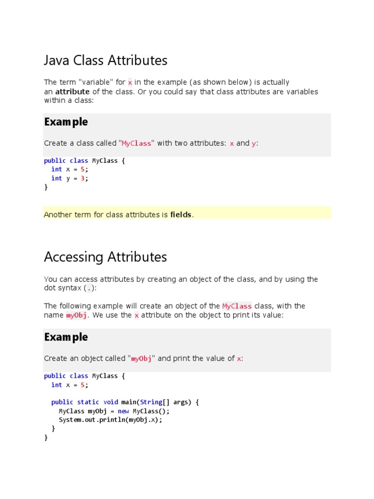 Java Class Attributes Pdf Constructor Object Oriented Programming Programming 3574