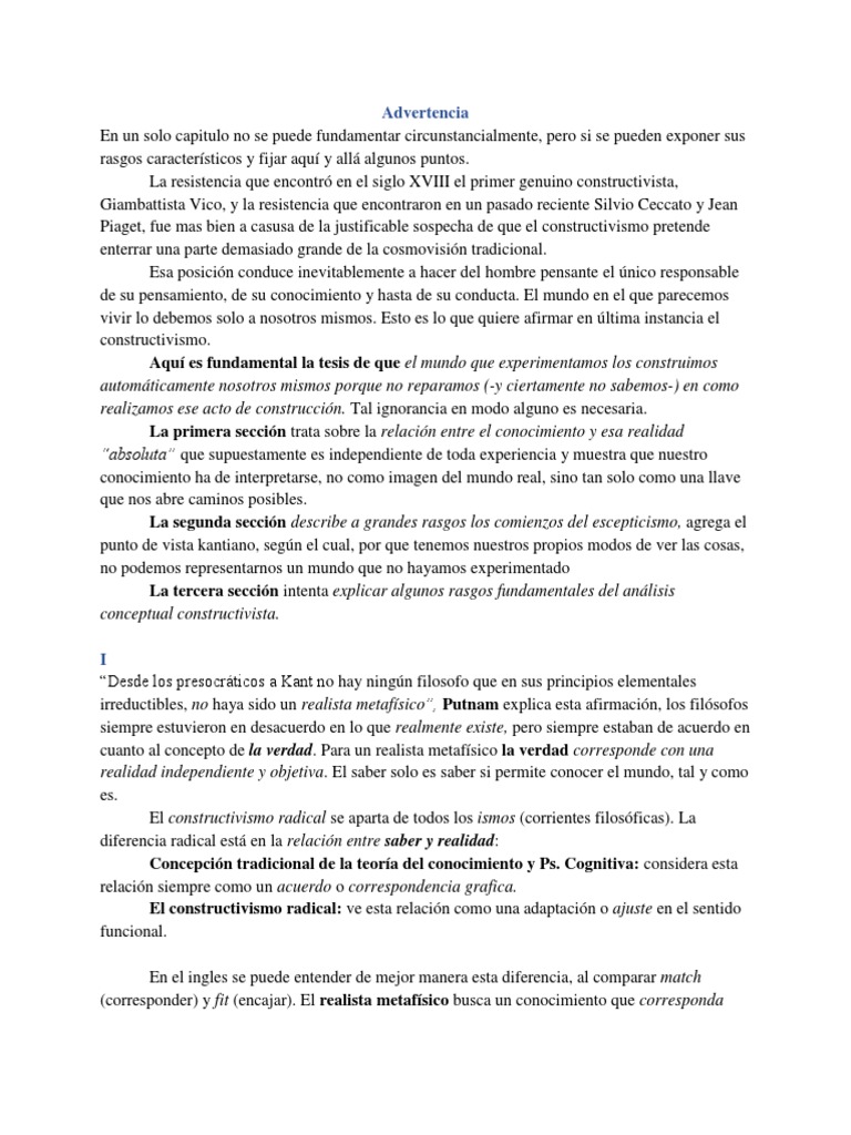 Introduccion Al Constructivismo Radical - Ernst Von Glasersfeld RESUMEN ...