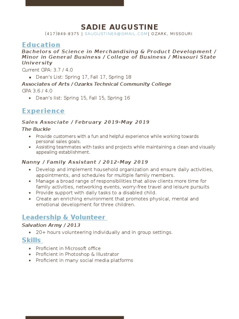 Sadie Augustine Resume | PDF | Career & Growth