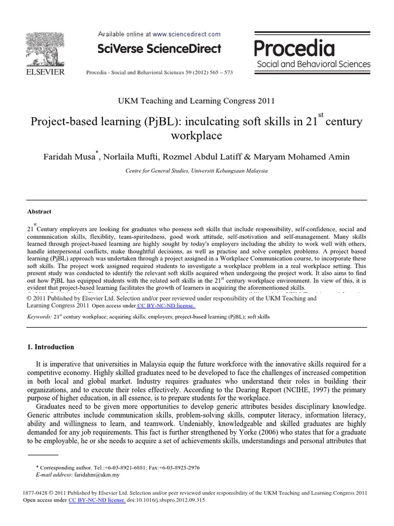 2018 Project-Based Learning (PJBL) Inculcating Soft Skills in 21st ...