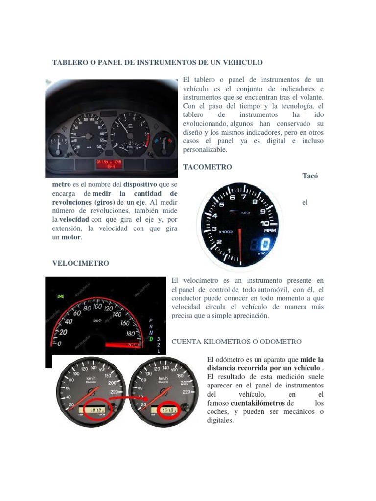 Tablero o Panel de Instrumentos de Un Vehiculo | PDF | Direccion ...