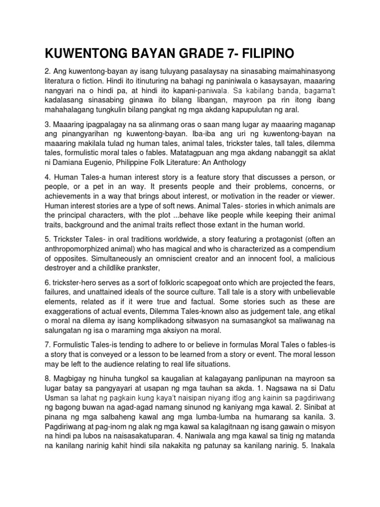 An Analysis of Philippine Folk Literature and Its Various Genres Based ...