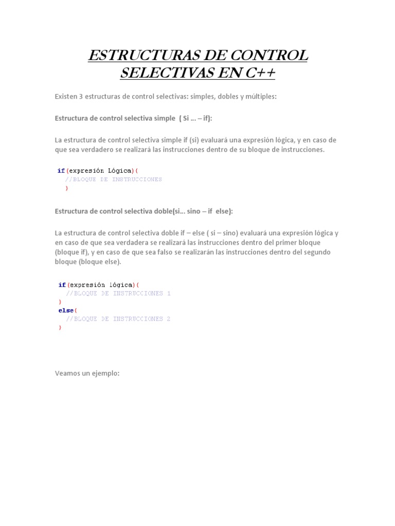 Estructuras de Control Selectivas en C | PDF | Flujo de control ...