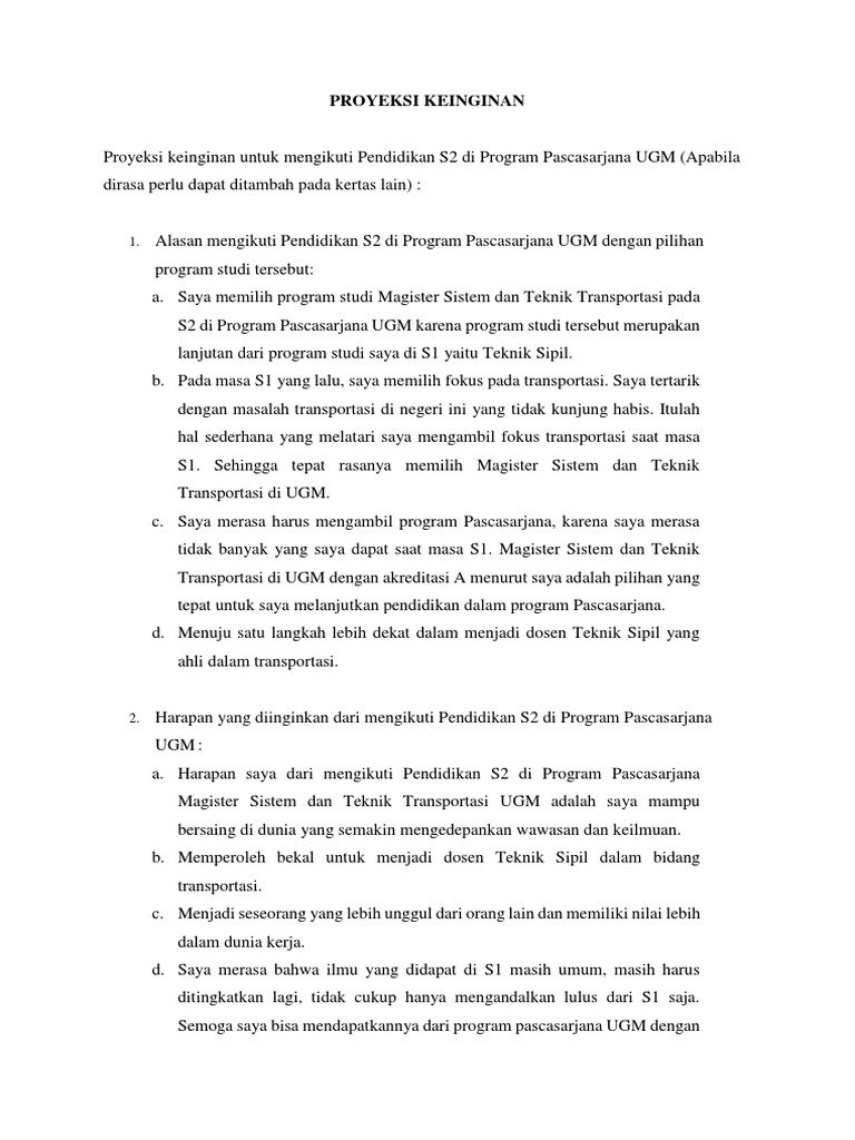 2017 Form Proyeksi Keinginan S2 Ibnu Setiadi New | PDF