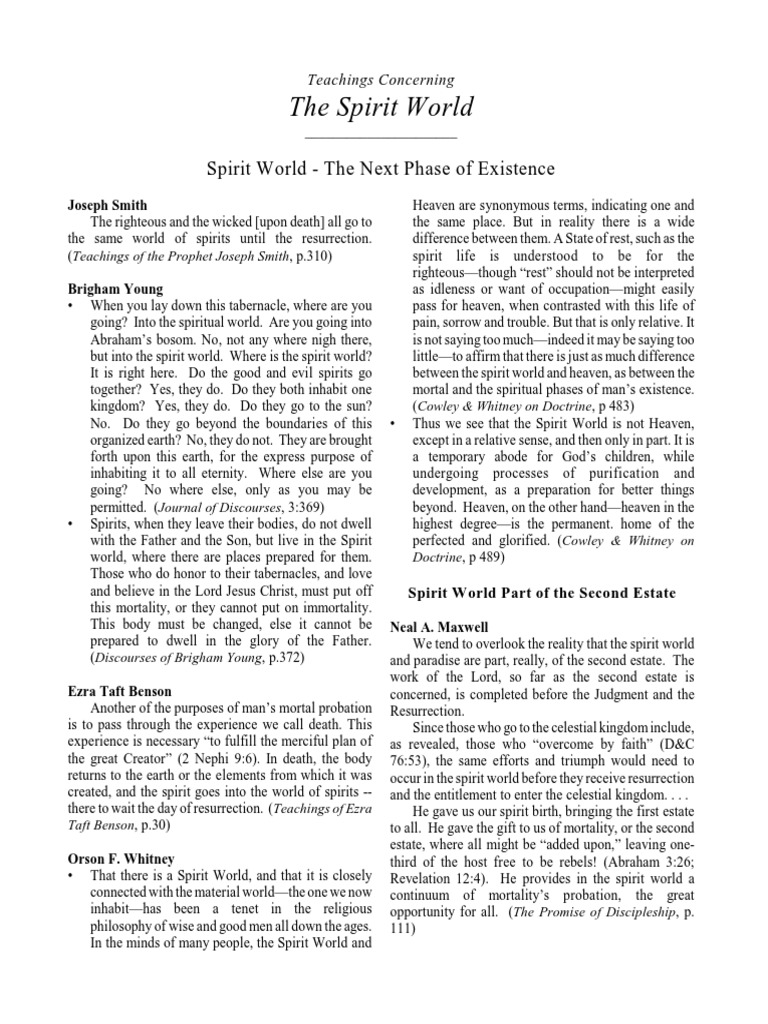Teachings Concerning The Spirit World | PDF | Heaven | Jesus