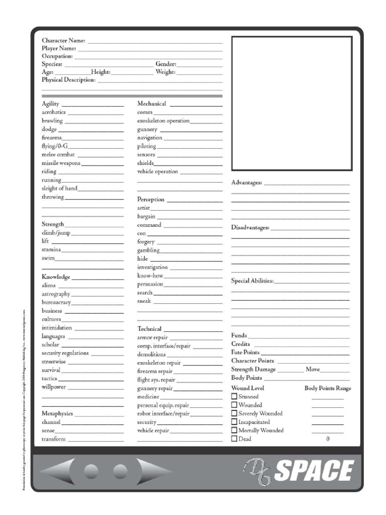 D6 Space Character Sheet | PDF | Military Science | Military Technology