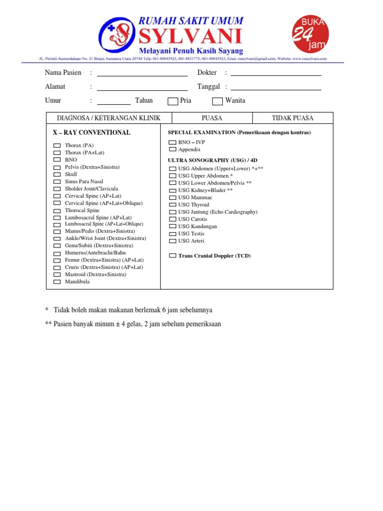 Form Permintaan Pemeriksaan Penunjang Radiologi | PDF
