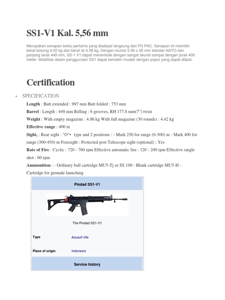 SS1 v1 Pindad | PDF | Personal Weapons | Firearms