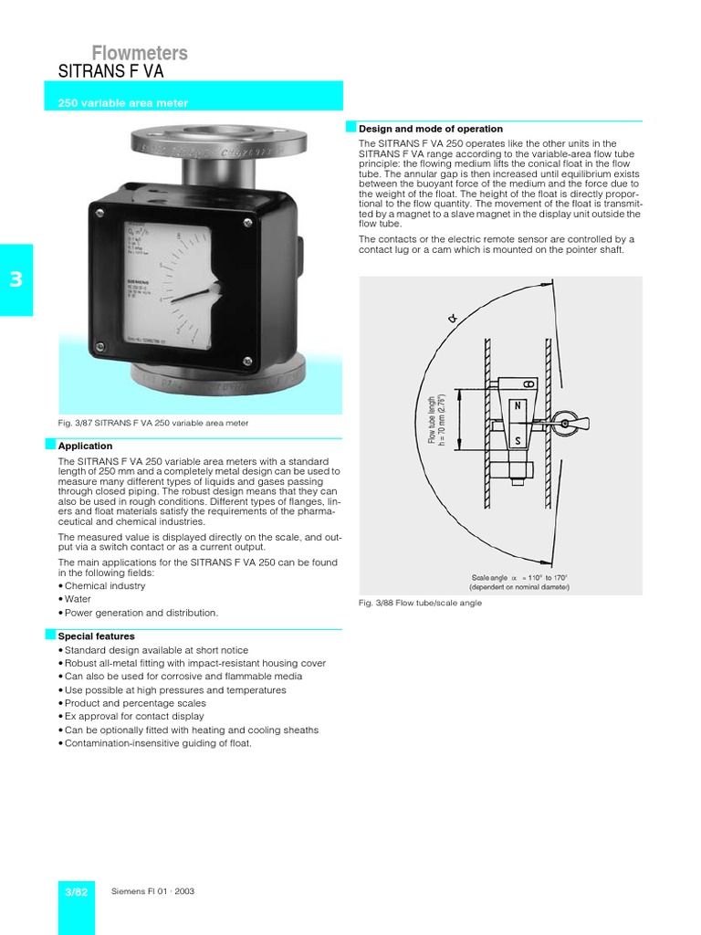 Flowmeters: Sitrans F Va | Download Free PDF | Flow Measurement | Pipe ...