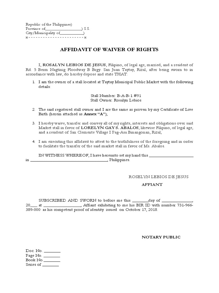 Deed/Waiver of Rights | Download Free PDF | Affidavit | Document Deed/Waiver of Rights | Download Free PDF | Affidavit | Document
