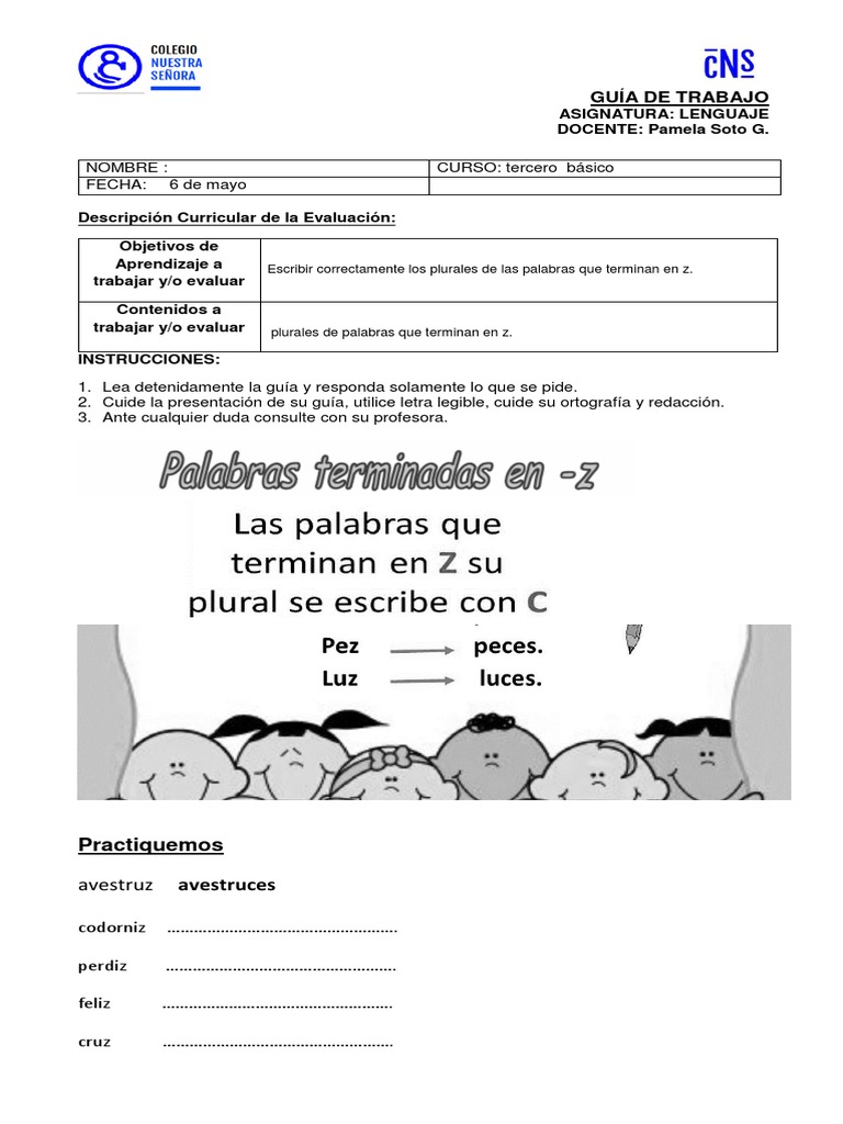 Guía Plurales Z-Ces | PDF | Crecimiento personal y profesional | Artes ...