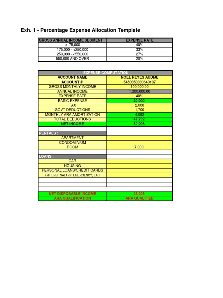 Expense Allocation Template Overview | PDF | Finance & Money Management