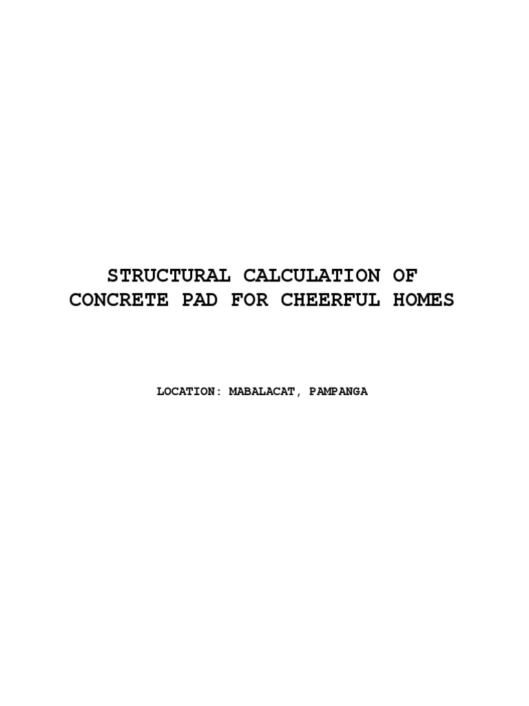 Concrete Pad Structural Calculation | PDF | Structural Analysis ...