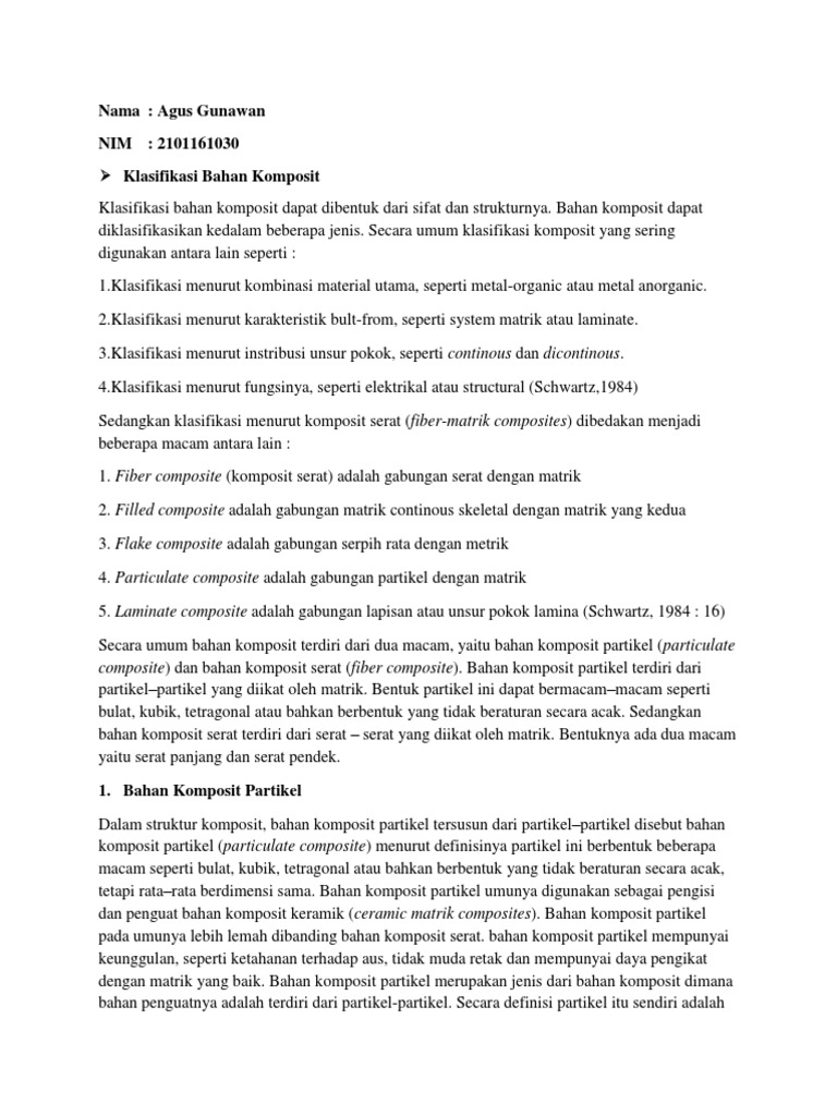KLASIFIKASI DAN APLIKASI BAHAN KOMPOSIT | PDF