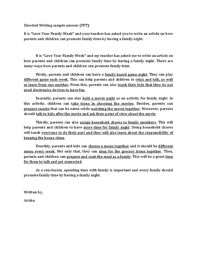 Directed Writing Sample Answer PPT 2019 | PDF