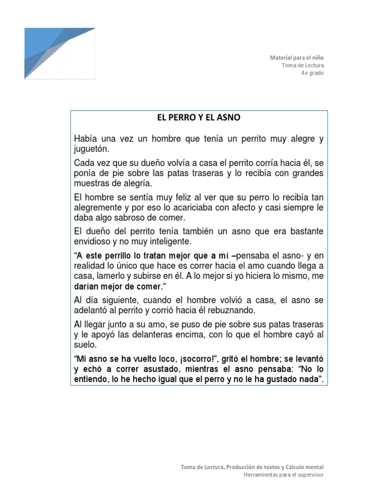 Lectura 4 Grado El Perro y El | PDF | Perros