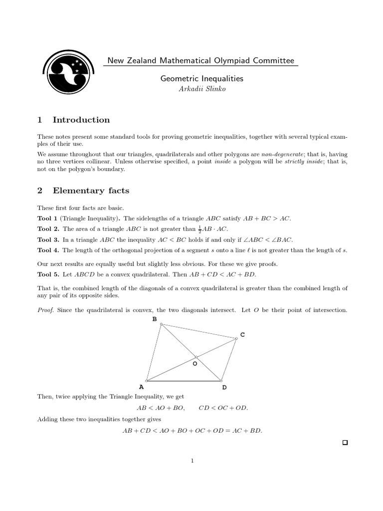 Geometric Inequalities PDF | PDF | Triangle | Area